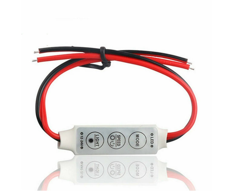 2x 12V Mini LED Strip Light Dimmer Controller with On/Off Switch for 3 ...