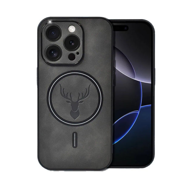 Luxury Wireless Charging Deer Cortex Phone Case for iPhone 15 Plus - M ...