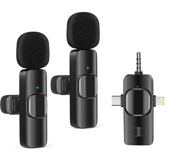 Wireless Lapel Microphone for iPhone, Android, Camera & Laptop | 3-in ...