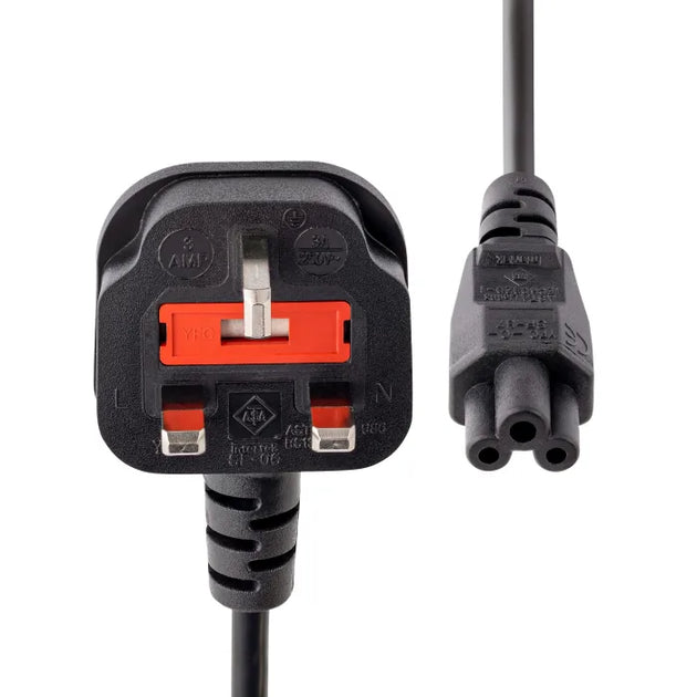 1.5m Type G UK Power Cable 3-Pin Plug to IEC C5 Cloverleaf Socket Trav ...