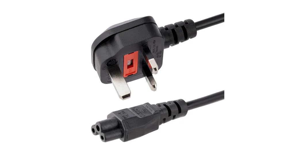 1.5m Type G UK Power Cable 3-Pin Plug to IEC C5 Cloverleaf Socket Trav ...