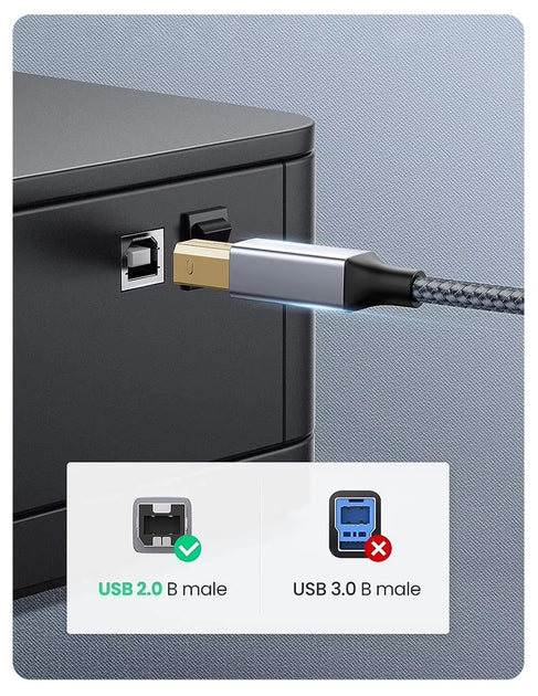 2m USB B to USB A Printer Cable - High-Speed USB 2.0 Male to Male, Com ...